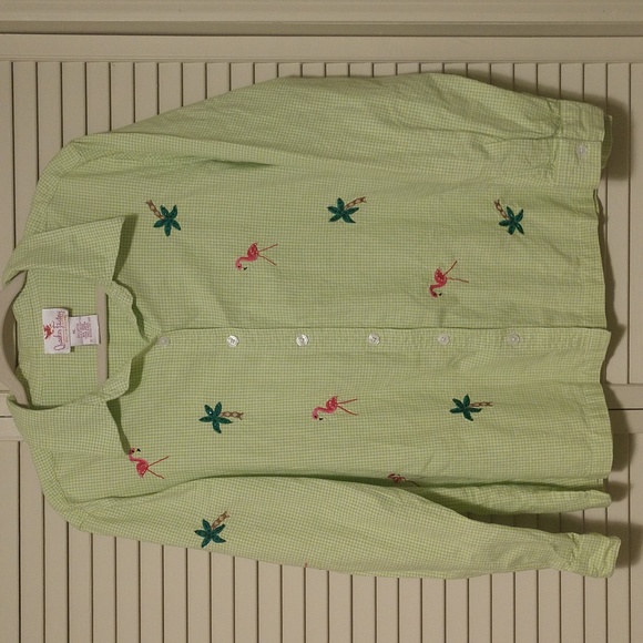 Quacker Factory | Tops | Quacker Factory Xl Green Gingham Beaded ...